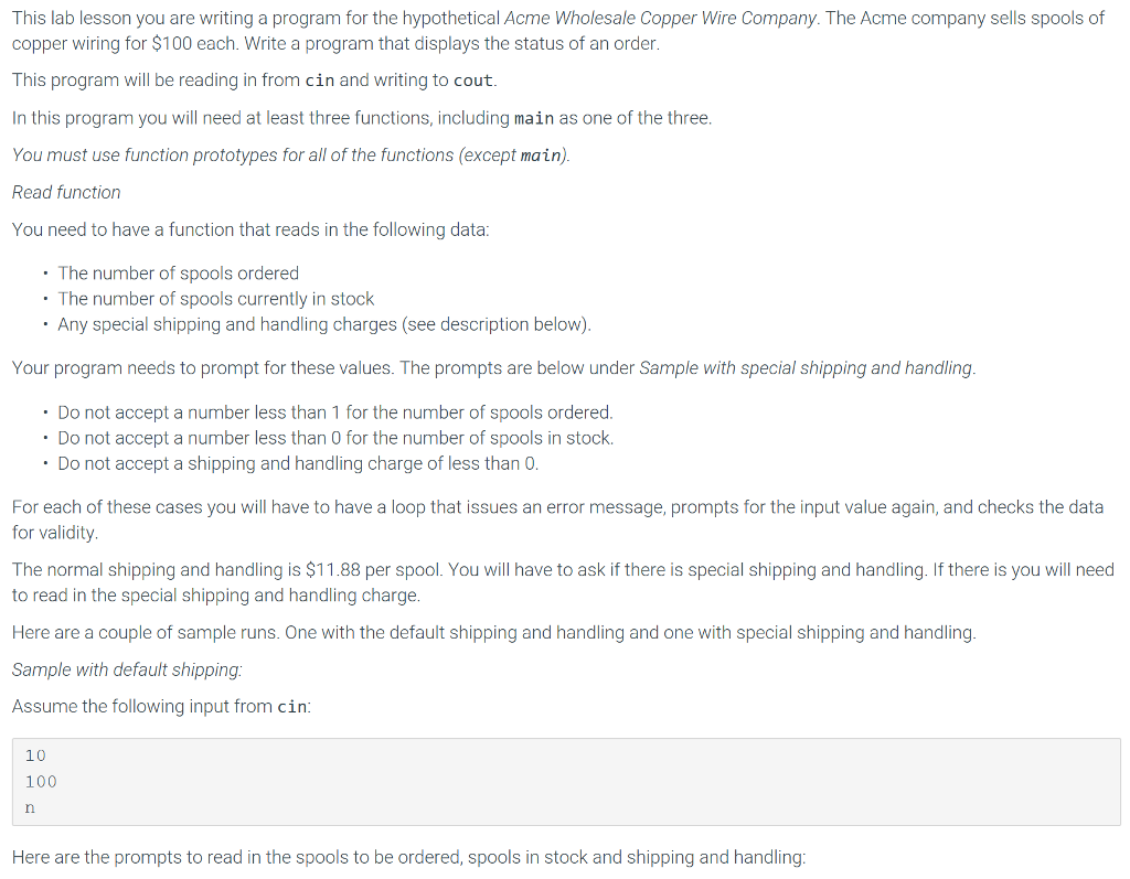 Solved This lab lesson you are writing a program for the | Chegg.com