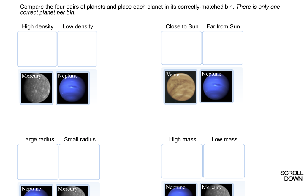 Solved Compare the four pairs of planets and place each | Chegg.com