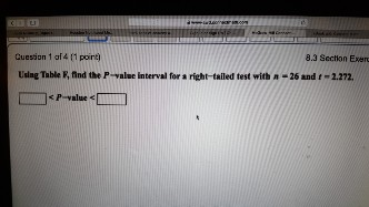 Solved Using Table F, find the P-value interval for a | Chegg.com