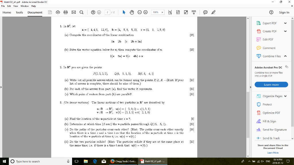 Solved Math102A1.pdf Adobe Acrobat Reader DC File Edit View | Chegg.com