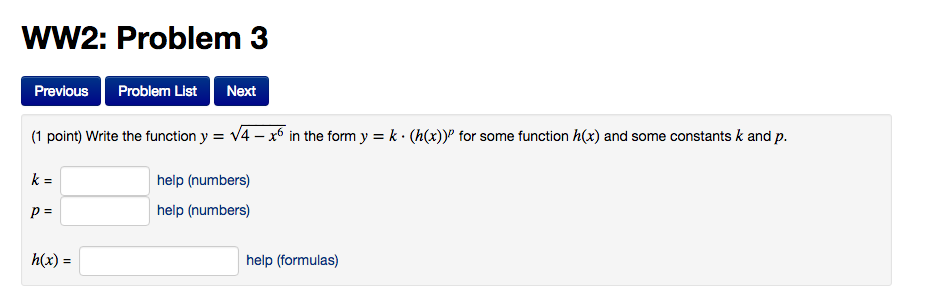 Solved WW2: Problem 3 Previous Problem ust Next 1 point | Chegg.com