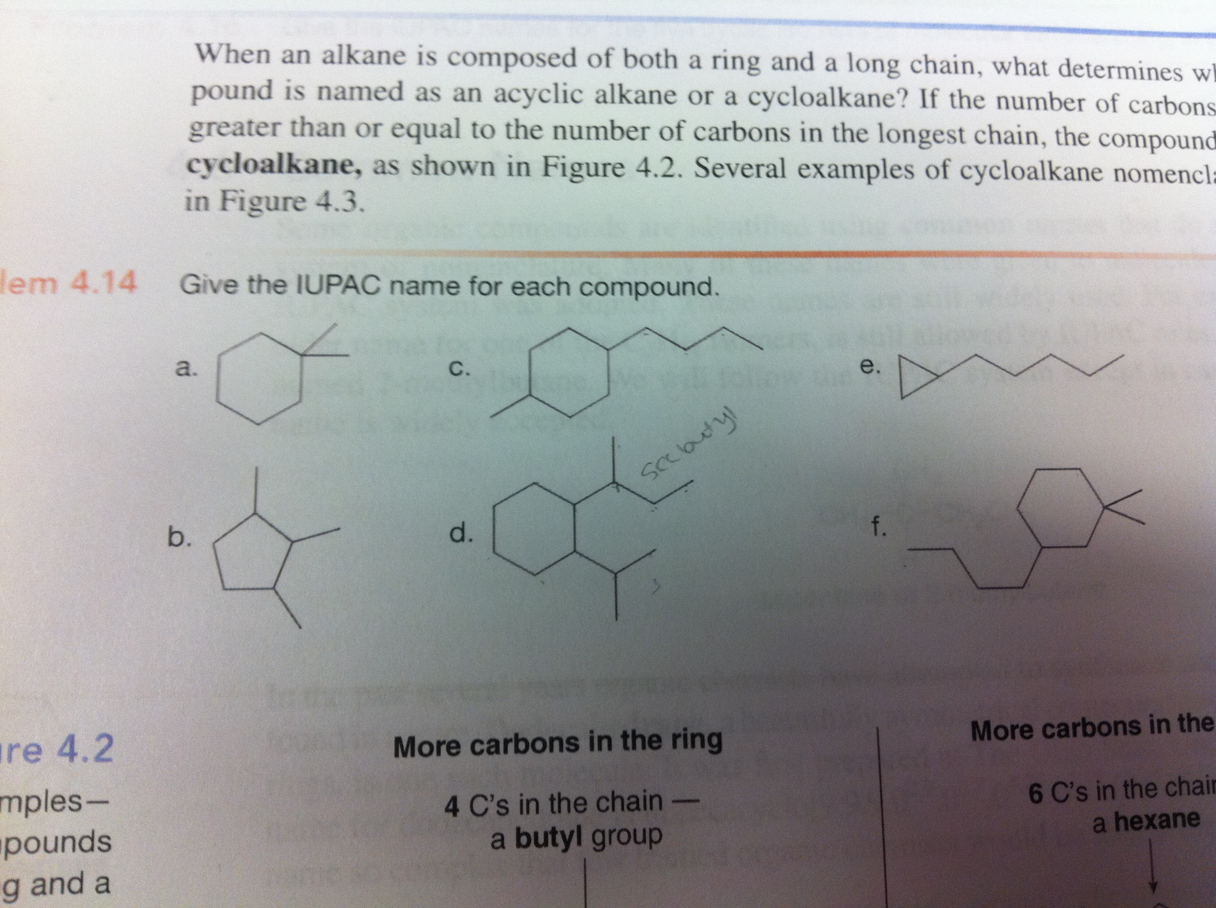 Solved When an alkane is composed of both a ring and a long | Chegg.com
