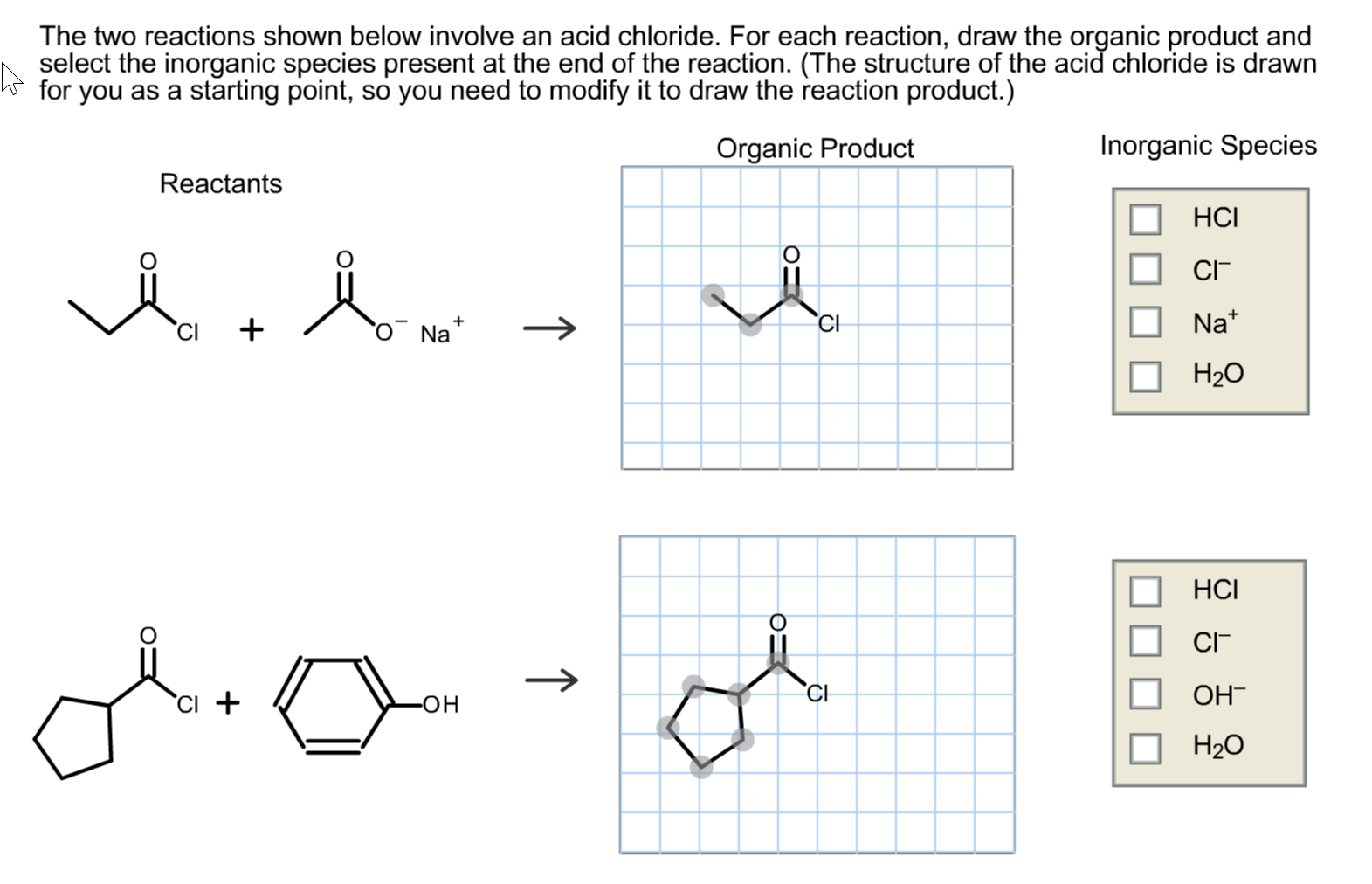 Solved The two reactions shown below involve an acid | Chegg.com
