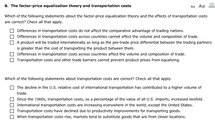 Solved The factor-price equalization theory and | Chegg.com