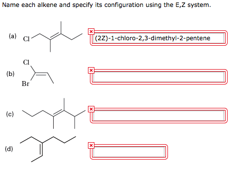 Solved Name each alkene and specify its configuration using | Chegg.com