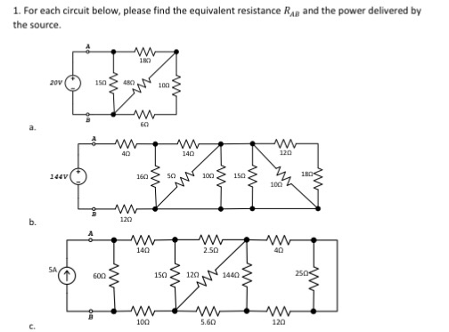 Solved For each circuit below, please find the equivalent | Chegg.com