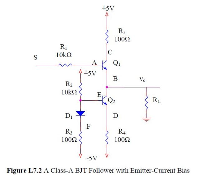 Solved Figure L7.2 A Class-A BJT Follower with | Chegg.com