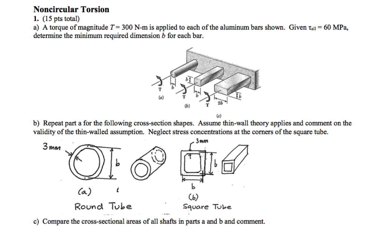 Solved Noncircular Torsion a) A torque of magnitude T= 300 | Chegg.com Solved Noncircular Torsion a) A torque of magnitude T= 300 | Chegg.com