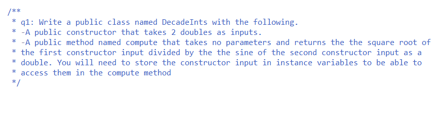 Solved * q1: Write a public class named DecadeInts with the | Chegg.com