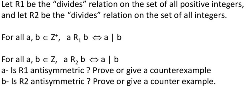 Solved Let R1 be the "divides" relation on the set of all | Chegg.com