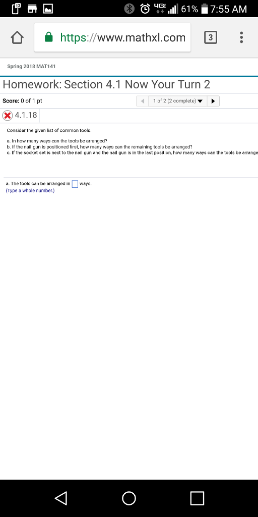 1111 61% 7:55 AM https://www.mathxl.com 3] Spring | Chegg.com