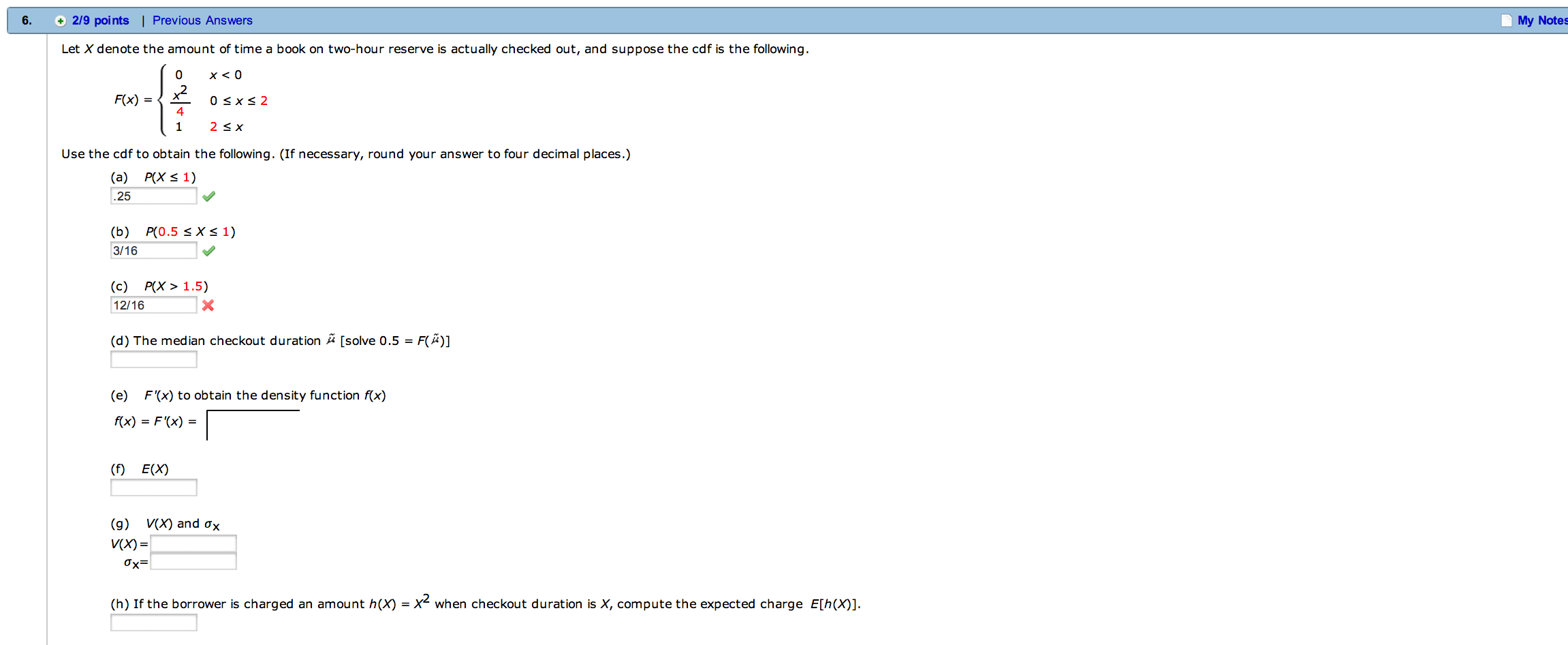 Use the cdf to obtain the following. (If necessary, | Chegg.com
