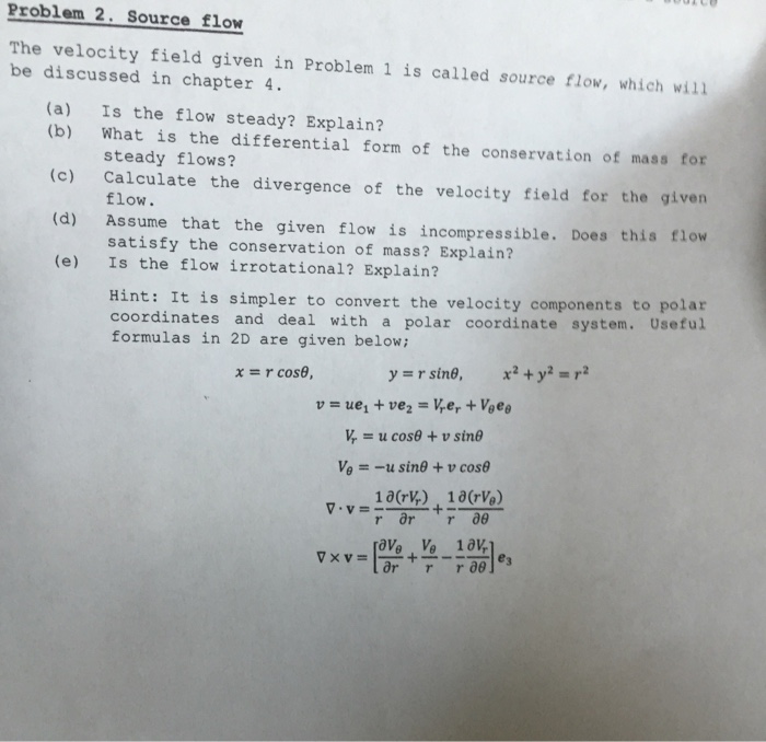 Solved Consider a velocity field where the u=cx/(x2 +y) and | Chegg.com