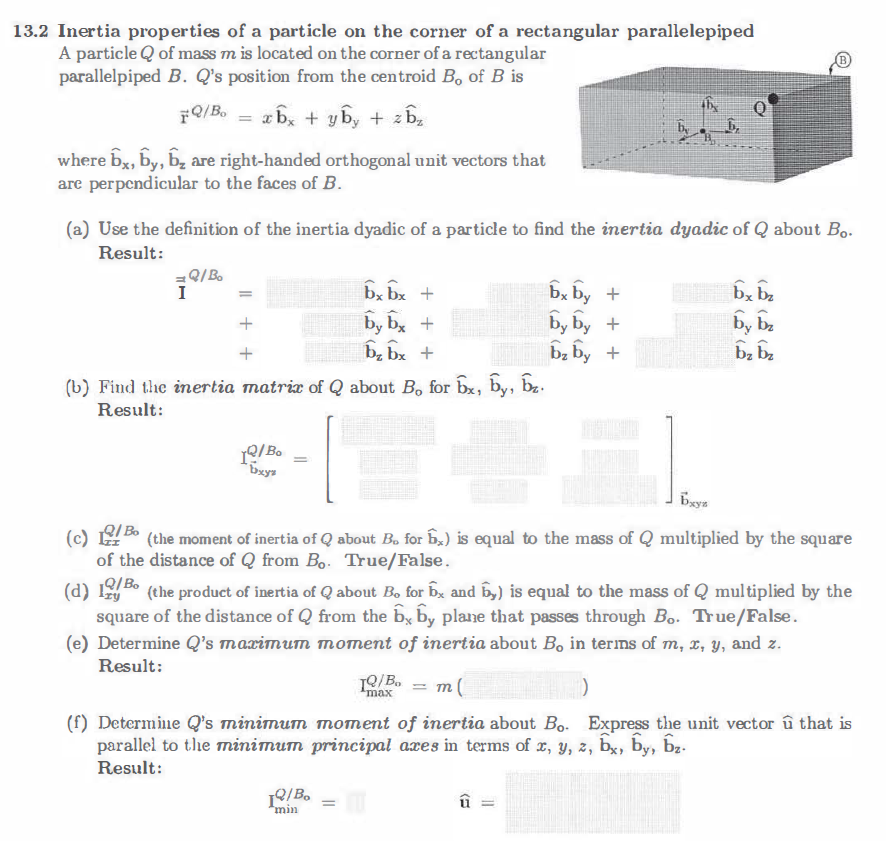 Solved Inertia properties o f a particle on the corner of a | Chegg.com