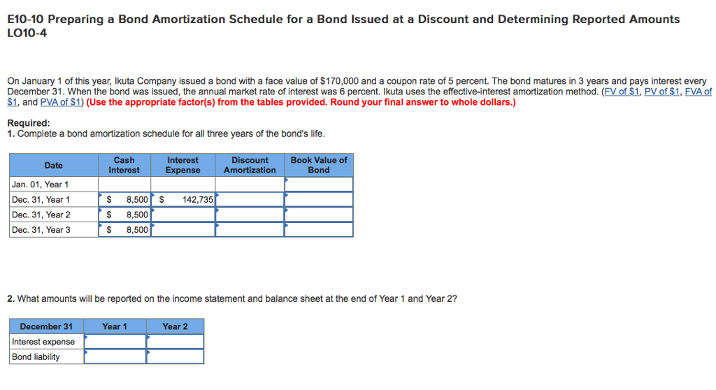 Solved E10-10 Preparing a Bond Amortization Schedule for a | Chegg.com
