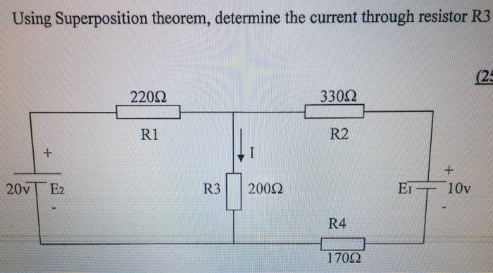Solved Using Superposition theorem, determine the current | Chegg.com