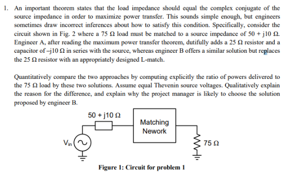 Solved An important theorem states that the load impedance | Chegg.com