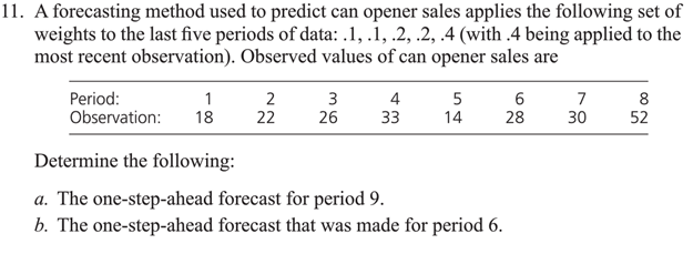 Solved A forecasting method used to predict can opener sales | Chegg.com