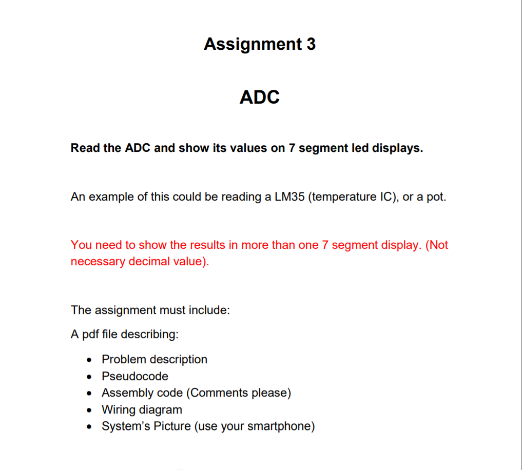 ADC Read the ADC and show its values on 7 segment led | Chegg.com