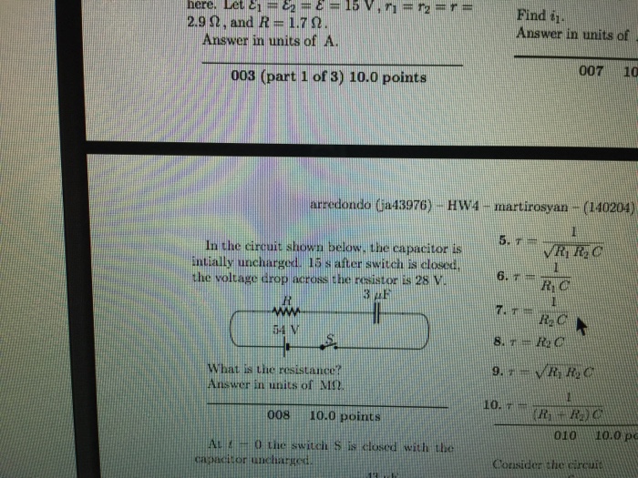 Solved In circuit shown below, the capacitor is initially | Chegg.com