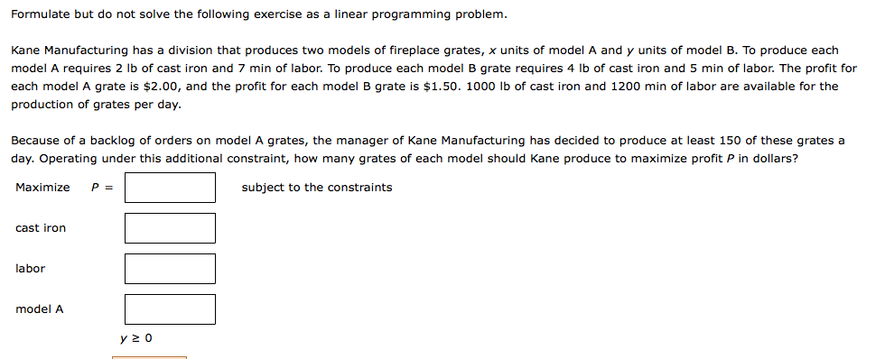 Solved Formulate But Do Not Solve The Following Exercise As 