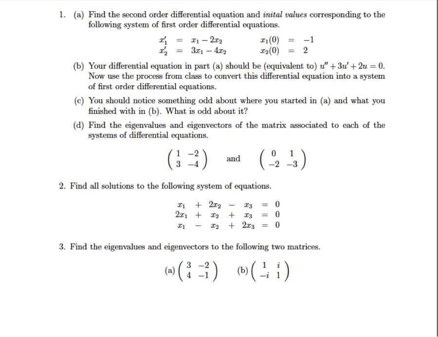 Solved Find the second order differential equation and | Chegg.com