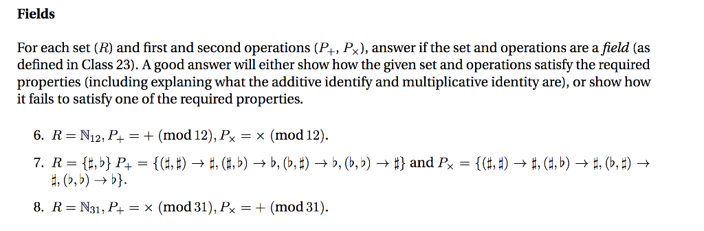 Solved Fields For each set (R) and first and second | Chegg.com