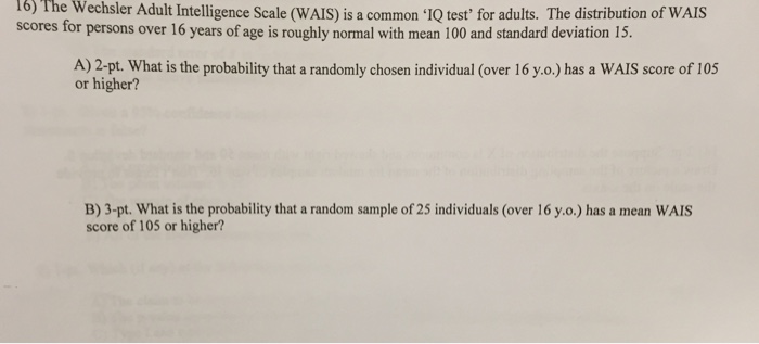 Solved The Wechsler Adult Intelligence Scale (WAIS) is a | Chegg.com