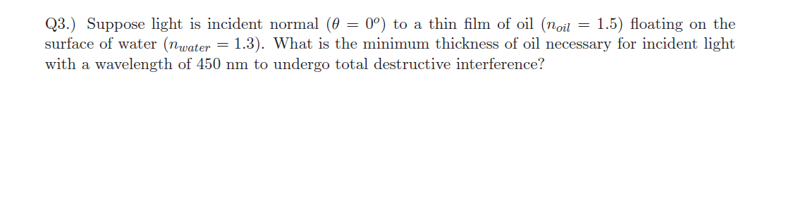 Solved Q3.) Suppose light is incident normal (0 0) to a thin | Chegg.com