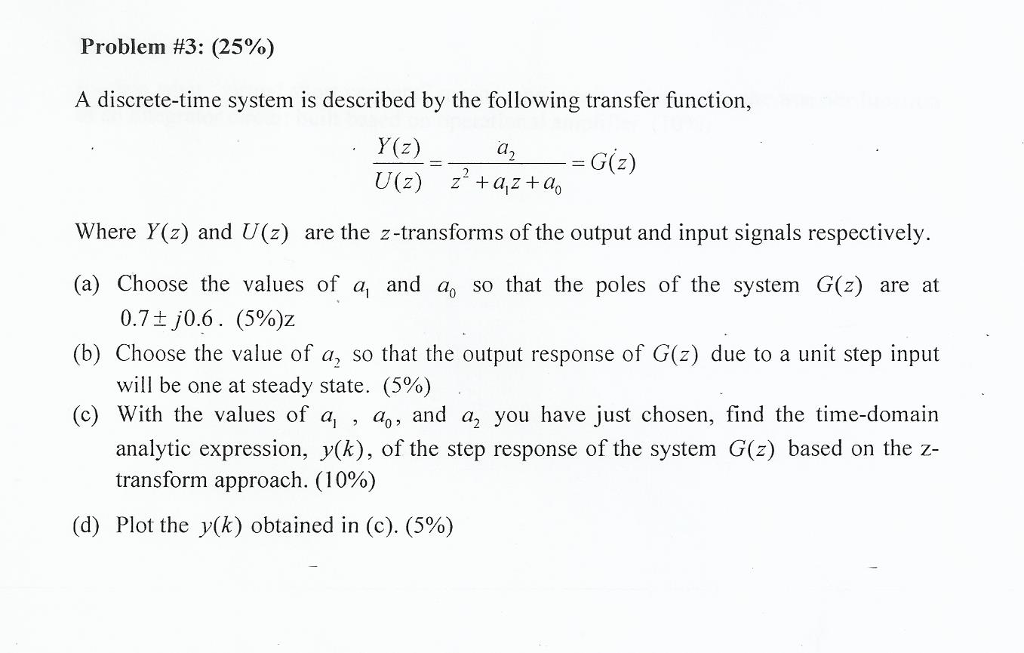 Solved A discrete-time system is described by the following | Chegg.com