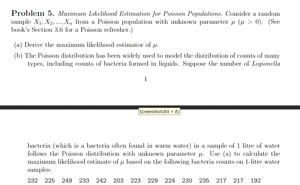 Solved Maximum, Likelihood Estimation for Poisson | Chegg.com