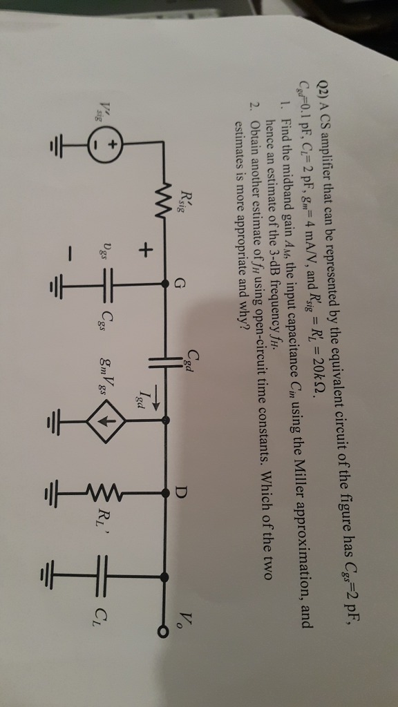 Solved A CS amplifier that can be represented by the | Chegg.com