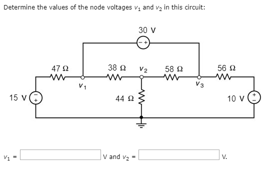 Solved Determine the values of the node voltages V1 and v2 | Chegg.com