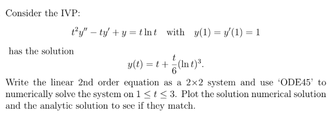 Solved Write the linear 2nd order equation as a 2×2 system | Chegg.com