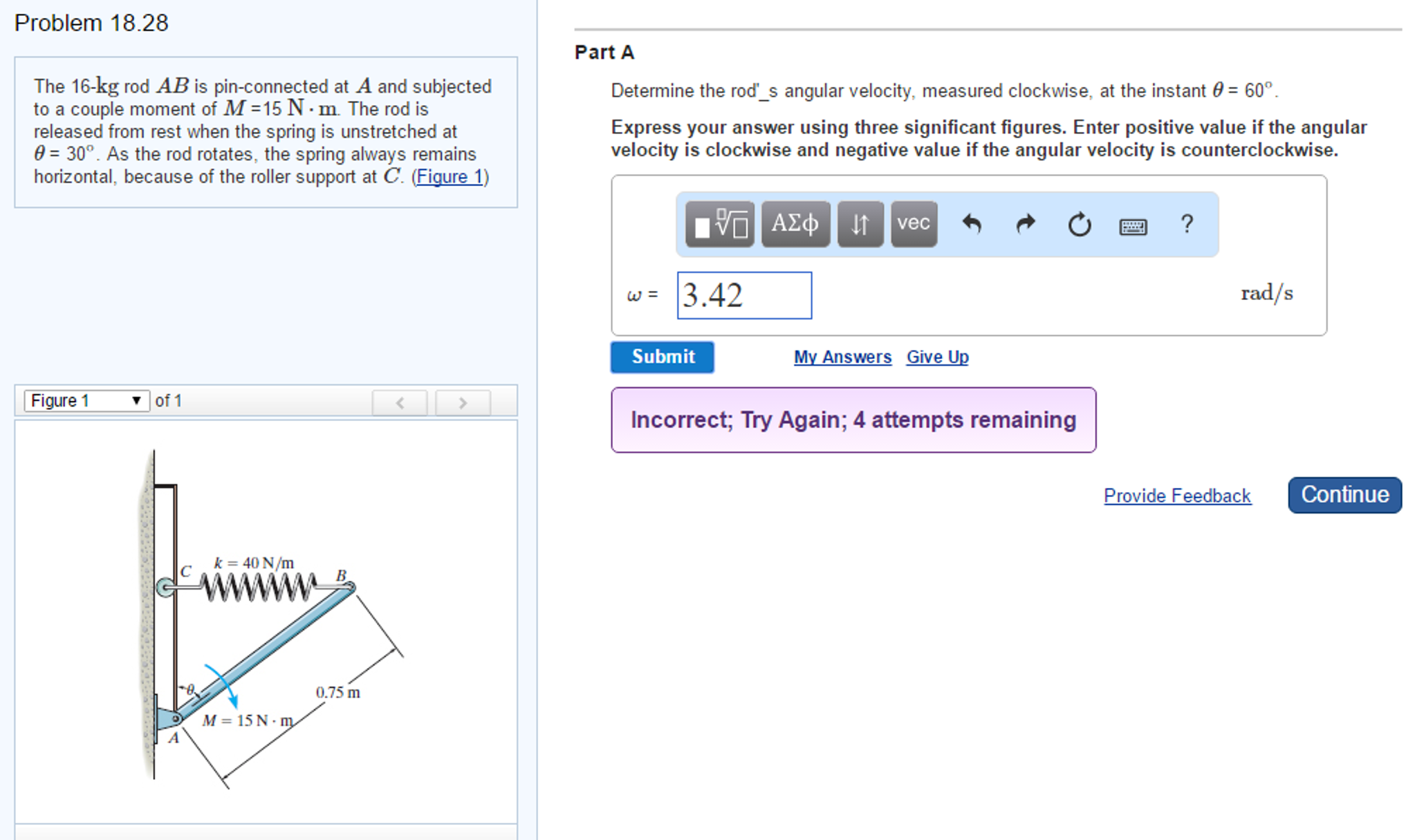 Solved The 16-kg rod AB is pin-connected at A and subjected | Chegg.com