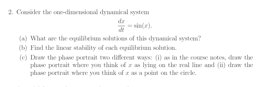 Consider the one-dimensional dynamical system What | Chegg.com