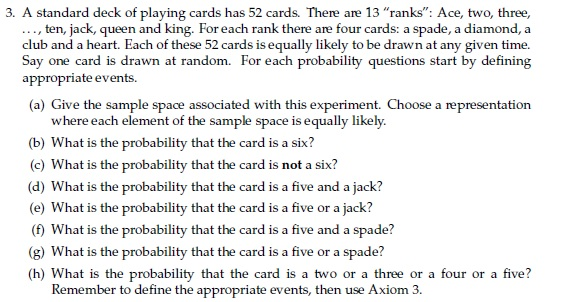 Solved 3. A standard deck of playing cards has 52 cards. | Chegg.com