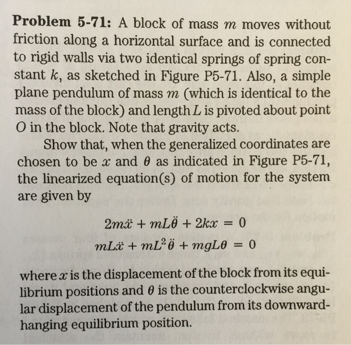 Solved A block of mass m moves without friction along a | Chegg.com