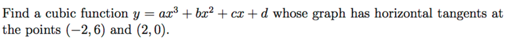 Solved Find a cubic function y = ax^3 + bx^2 + cx + d whose | Chegg.com