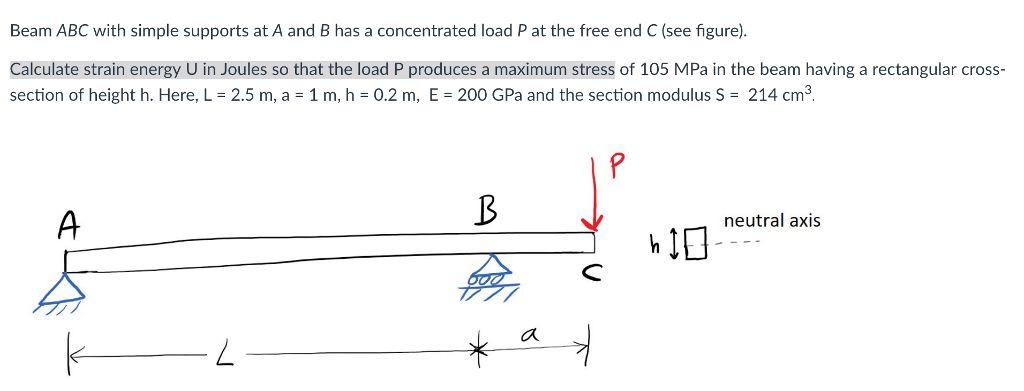 Solved Beam ABC with simple supports at A and B has a | Chegg.com