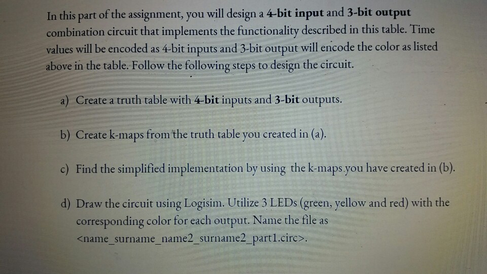 Solved In this assignment you are going to design a traffic | Chegg.com