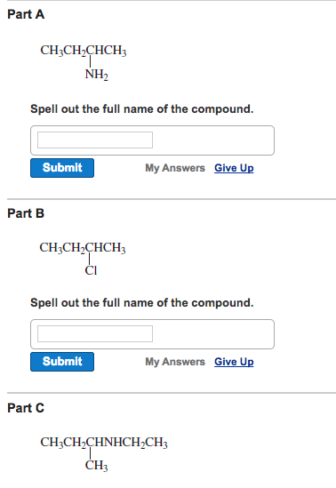 Solved Part A CH3CH2CHCH3 NH2 Spell out the full name of the | Chegg.com