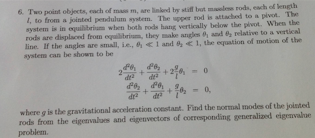 Solved Two point objects, each of mass m, are linked by | Chegg.com