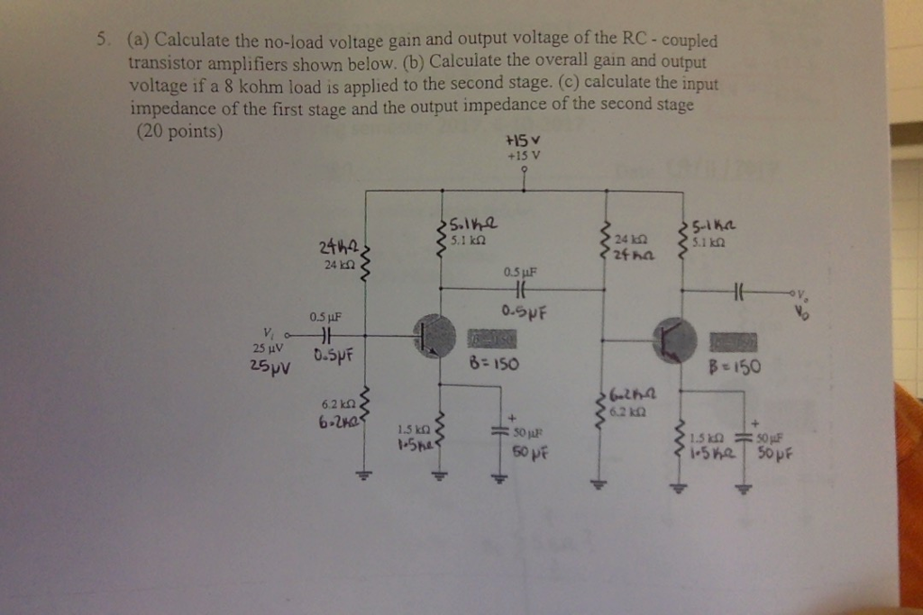 Solved (a) Calculate the no-load voltage gain and output | Chegg.com