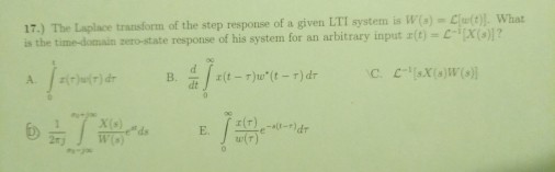 Solved 17.) The Laplace transform a given LTI system is w | Chegg.com