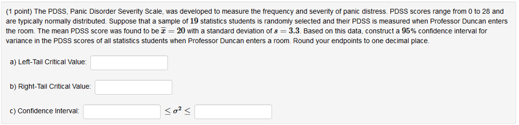 Solved The PDSS, Panic Disorder Severity Scale, was | Chegg.com