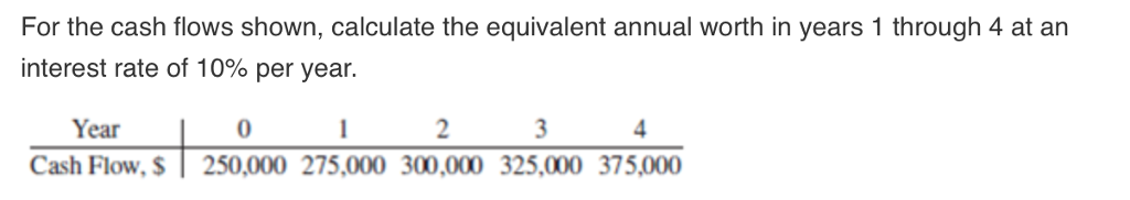 Solved For the cash flows shown, calculate the equivalent | Chegg.com
