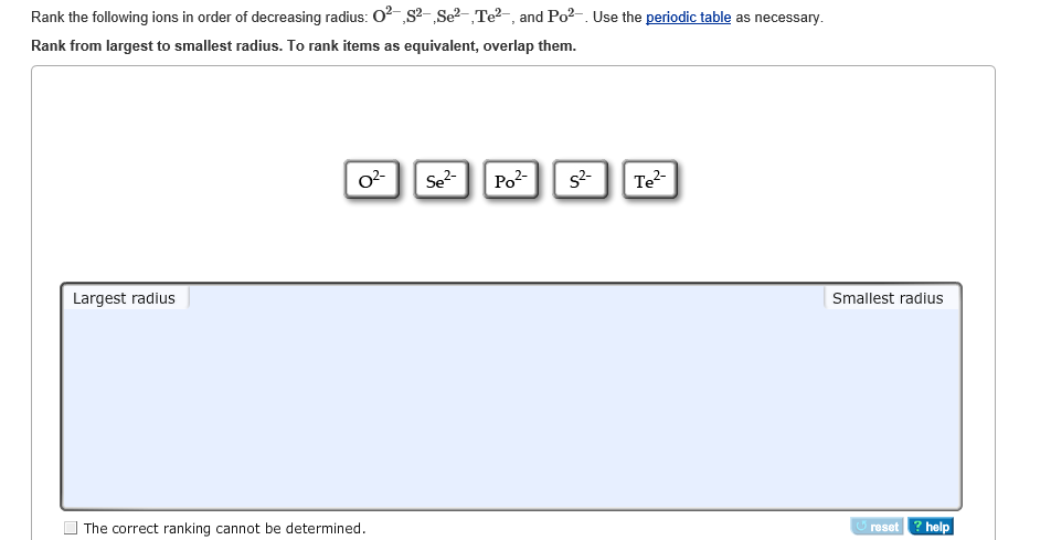 Solved Rank the following ions in order of decreasing | Chegg.com