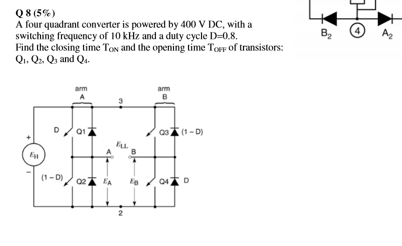 Solved A four quadrant converter is powered by 400 V DC, | Chegg.com