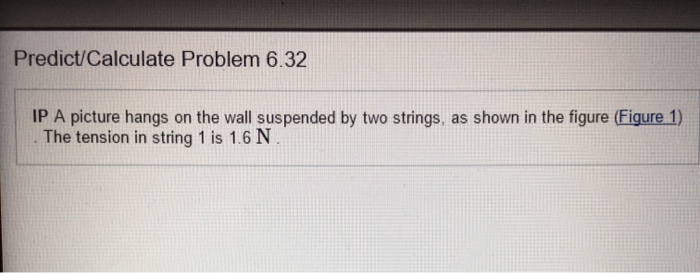 Solved: Predict/Calculate Problem 6.32 IP A Picture Hangs ... | Chegg.com